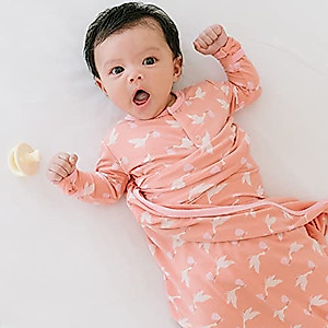 KicKee Welcome Home Footie with Zipper, Boy or Girl One-Piece, Super Soft Baby Clothes (Spring Sky Stork - 0-3 Months)