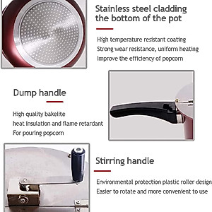 Popcorn Maker Manual Stove Top Non-Stick Popcorn Pot, with Anti-Scalding Handle And Detachable Lid, Universal for Gas Induction Cooker