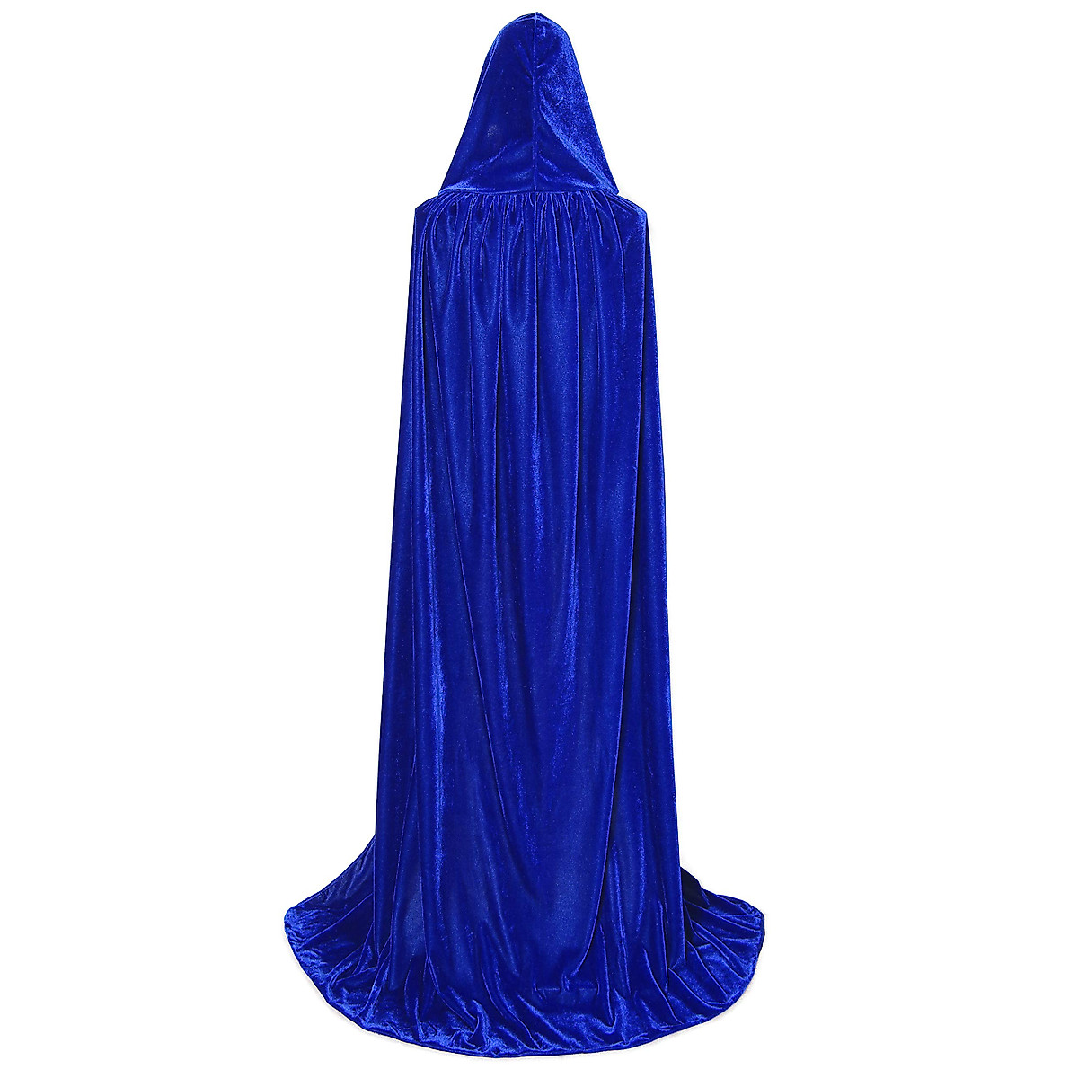 BIGXIAN Long Hooded Cloak Velvet Cape Witch Costume Halloween Costumes for Women Men (Blue, Large)