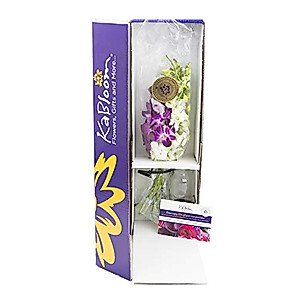 Kabloom PRIME OVERNIGHT DELIVERY - Exotic Opal Orchid  Bouquet of Purple and White Orchids from Thailand with Vase