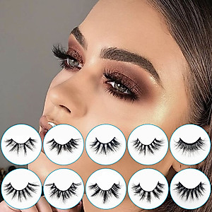 Wholesale lashes, Faux Mink lashes bulk, 30 pair 10 Styles Lashes with lash brush, 15-22mm Fake Lashes, Fluffy Wispy Natural Volume Lashes, Handmade Reusable Soft lashes, Lashes Bulk