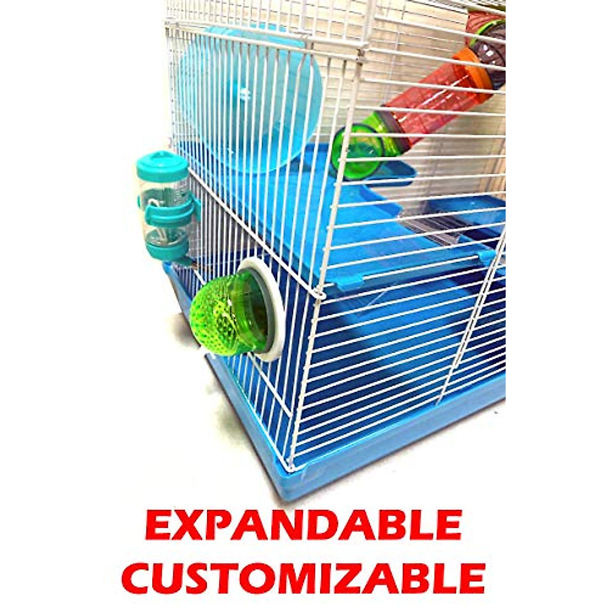 Large 3-Floors Expandable and Customizable Small Animal Critter Cage for Dwarf Syrian Hamster Habitat Rodent Gerbil Rat Mouse Mice
