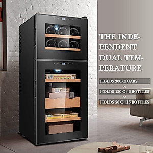 CIGARLOONG Electronic Cooler Humidor 59L Spanish Cedar Wood Shelves and Drawer Double Door Wine Cabinet,2.08 Cu Ft