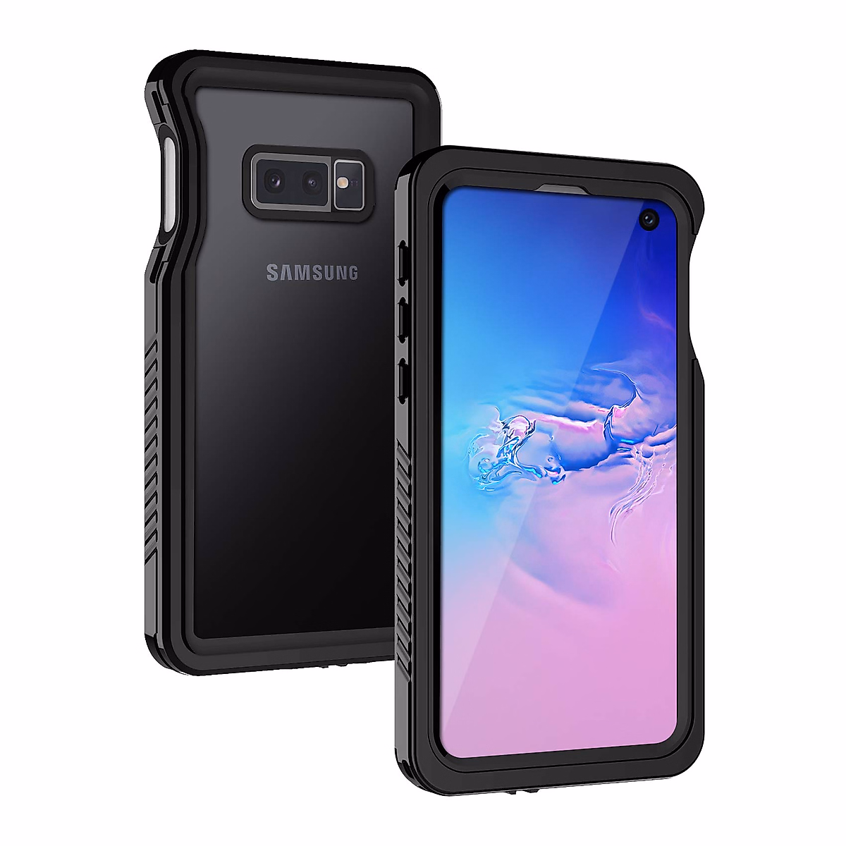 Lanhiem Samsung Galaxy S10e Case, IP68 Waterproof Dustproof Shockproof Case with Built-in Screen Protector, Full Body Sealed Underwater Protective Clear Cover for Samsung S10e, Black