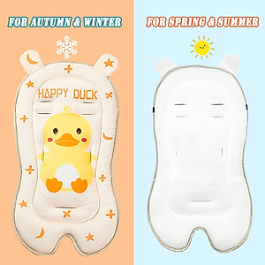 LETTON Baby Seat Pad Liner for Stroller, Universal Breathable Infant Carriage Cushion, Ultra-Soft Infant Car Seat Insert Cushion, Perfect for Car Seat, Stroller, Yellow Duckling