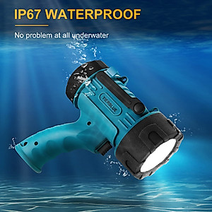 YIERBLUE Rechargeable Spotlight Flashlight with 1000,000 Lumen LED, IP67 Waterproof Long Running Spot Light searchlight, Impact Resistant Handheld Spotlight with Foldable Stand and Detachable Red Lens