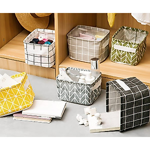 Oaixuilhy Foldable Storage Basket Set of 6 Collapsible Canvas Containers Fabric Shelf Bins with Handle
