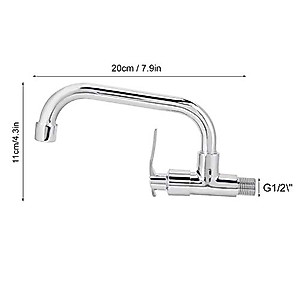 G1/2inch Cold Water Tap Wall Mounted Silver Single Washing Basin Sink Faucet for Home Kitchen, 360° Rotate, Sliver