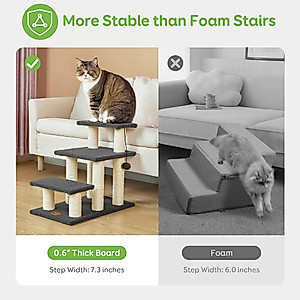 Pawque Dog Stairs & Cat Scratching Post Pet Steps for High Beds Couch, High-Strength Boards Holds up to 150 lbs for Indoor Small Cats Kittens Dogs Climbing Playing, 3 Combination Options, 3 Steps-Grey