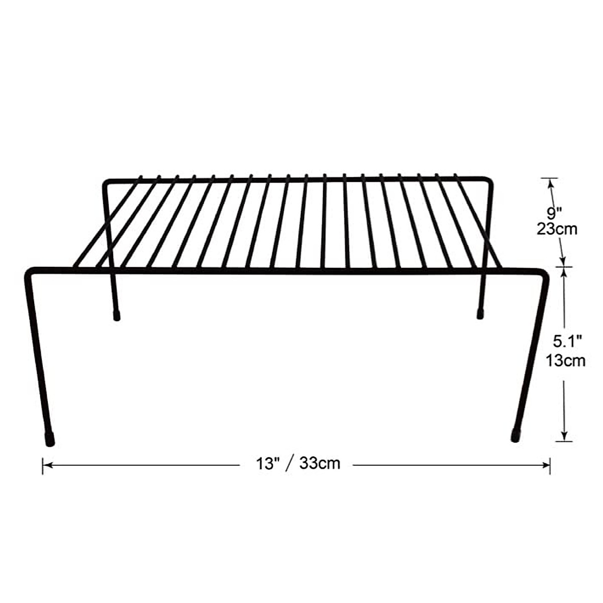 COMELYJEWEL 4pcs/pack Medium - L 13" x W 9" x H 5.1" Non-Slip Feet Black Cabinet Storage shelves Shelf organizer Rack Steel Metal Wire Counter & Pantry Home Kitchen Drawer Organizer , Medium