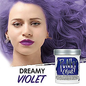Punky Violet Semi Permanent Conditioning Hair Color, Non-Damaging Hair Dye, Vegan, PPD and Paraben Free, Transforms to Vibrant Hair Color, Easy To Use and Apply Hair Tint, lasts up to 35 washes, 3.5oz