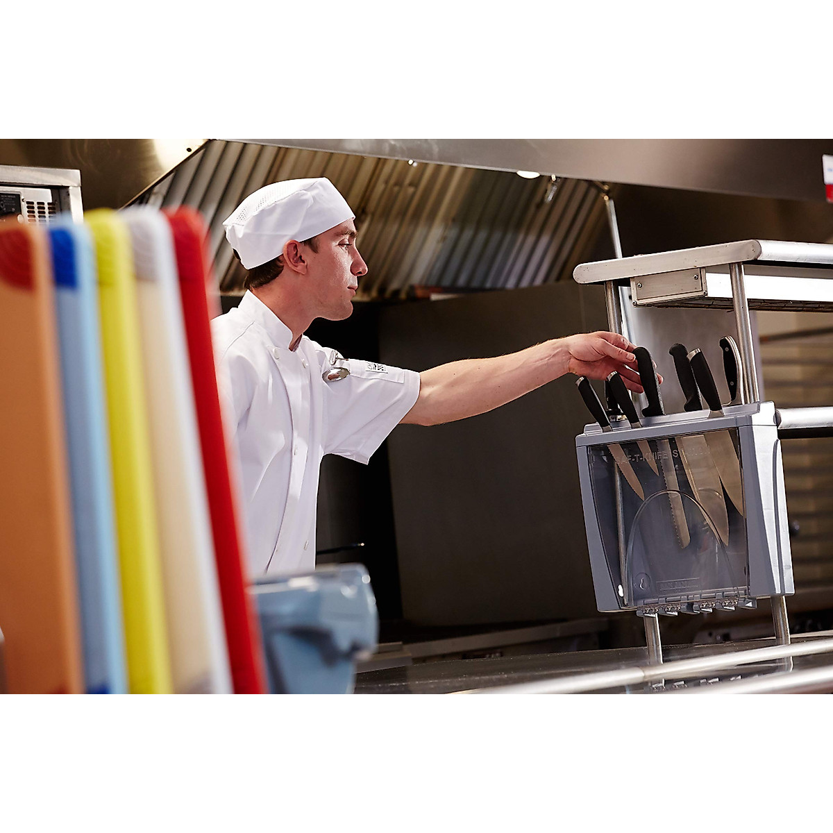 San Jamar STK1008 Saf-T-Knife Assembled Station, 15" Width x 15" Height x 4-1/4" Depth