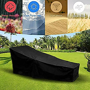 SHEUIMUIYA Waterproof Patio Lounge Chair Cover Heavy Duty Outdoor Chaise Chaise Lounge Covers Chair Covers Patio Furniture Covers Waterproof (L)