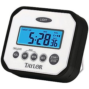 Taylor n' Drop Digital Timer with Volume Settings, One Size, White