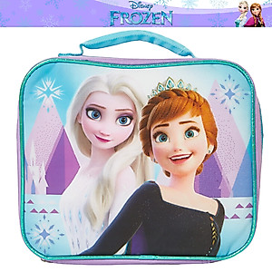 Disney Frozen 2 Lunch Box with Water Bottle Set- Kids Soft Insulated Lunch Bag for Girls and Boys