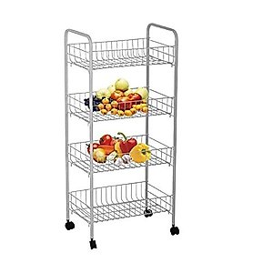 4-Tier Rolling Storage Rack, Cart For Kitchen, Office or Laundry