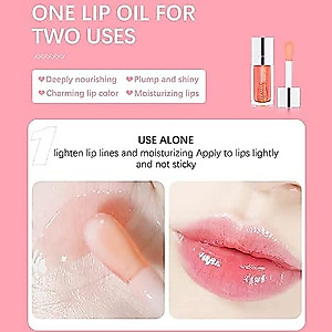 3 Pcs Plumping Lip Oil, Hydrating Lip Glow Oil, Plumping Lip Gloss, Tinted Lip Oil Balm, Long Lasting Transparent Moisturizing Lip Oil Gloss, Natural Lip Plumper Gloss Make Lips Fuller(01+12+15)