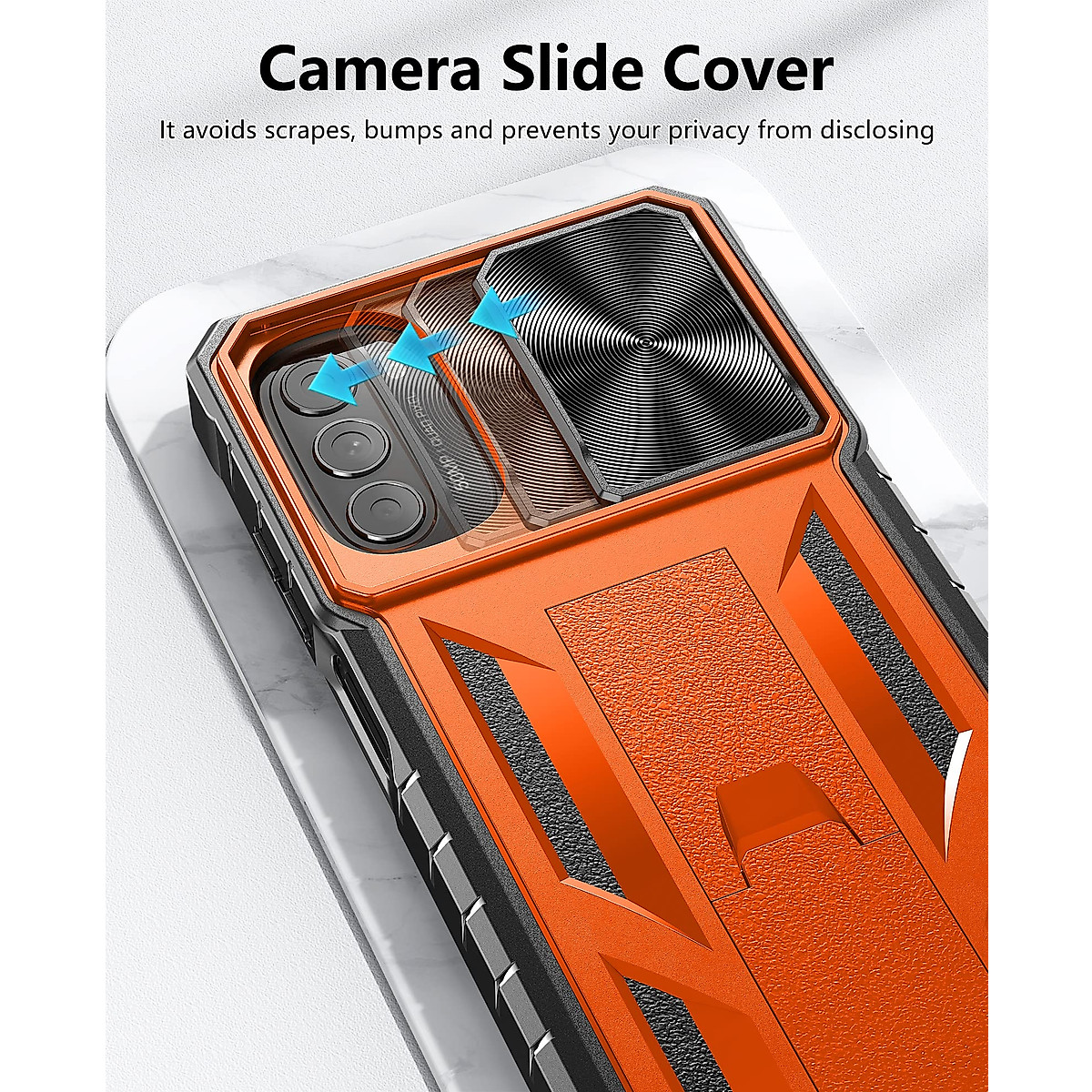 WTYOO for Motorola Moto-G-5G 2022 Case: Military Grade Shockproof Protection Cover with Kickstand | Matte Textured Rugged Protective TPU & Drop Proof Sturdy Phone Case - Orange