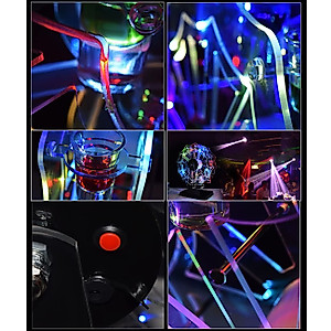 Liquor Shelves Ferris Wheel Tequila LED Liquor Bottle Display Shelf ,Ice Wine Stand, Colorful Light Spinning Stand with 12 Glasses Cups, Party Bar Drinking Tumblers Stand for Birthday, Wedding