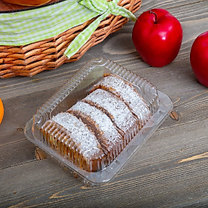 Clear Plastic Hinged Food containers - Sturdy Disposable Bakery Lid Cookie Container Boxes - 7”x 6”x3.5” (40)