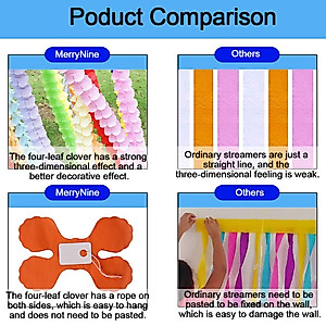 Reusable Party Streamers, MerryNine Four-Leaf Clover Paper Flower Garland for Party, Wedding Decoration, 11.81 Feet/3.6M Each, Pack of 6 (Four-Leaf Blue Set)