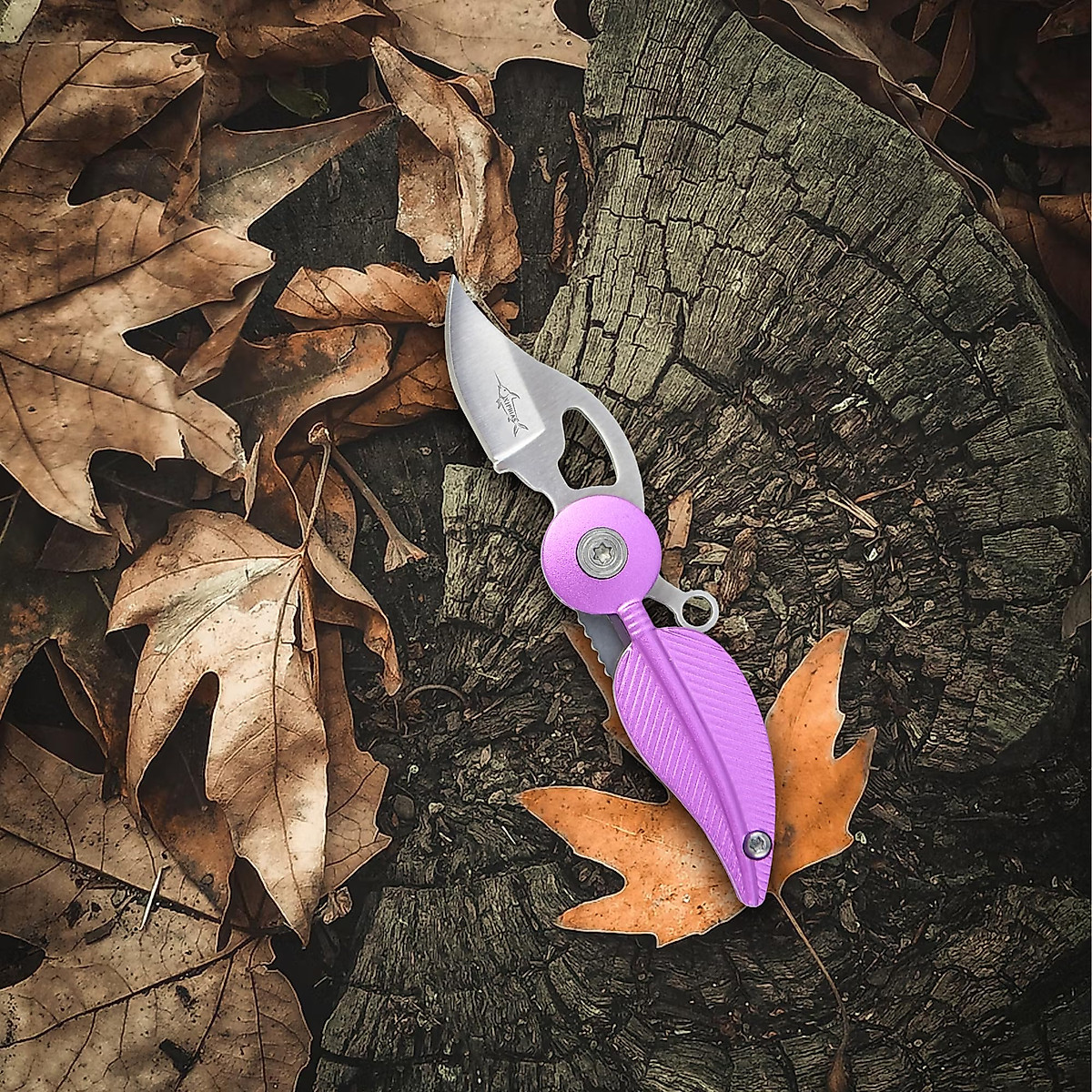 XIPHIAS Mini Feather Series Pocket Folding Knife - 3.74" Total (Purple)
