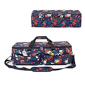 CACTIYE Upgrade carrying bag with thick-padded lining Carrying Bag Compatible with Cricut Explore Air and Maker, Waterproof Tote Bag Compatible with Cricut Explore Air and Supplies (floral, 1+1)
