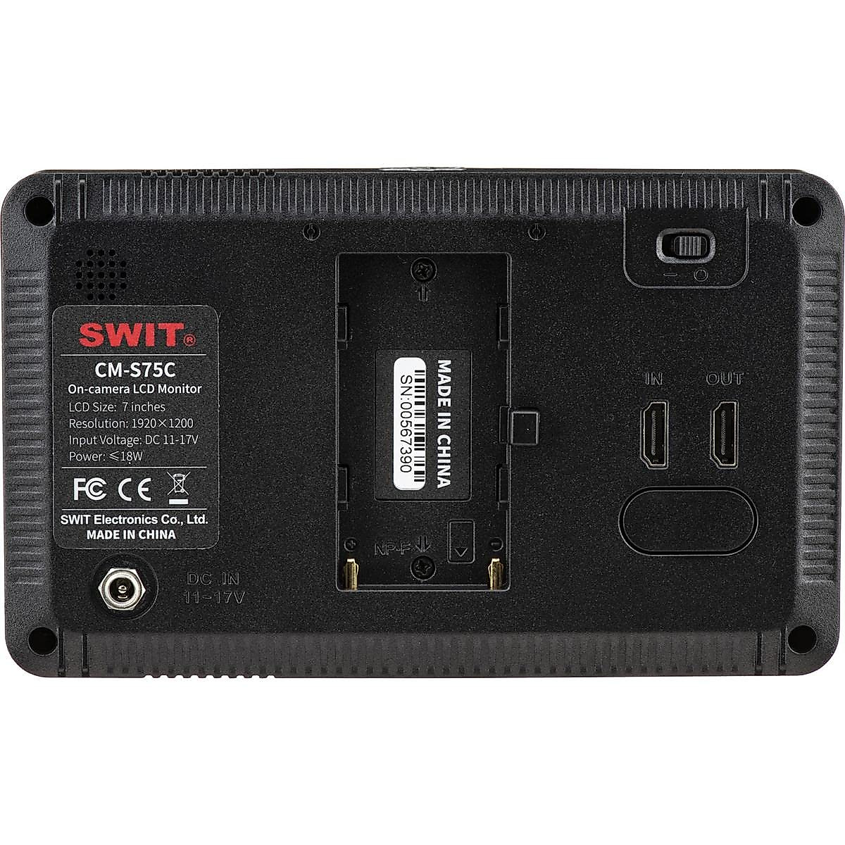 CM-S75C SWIT スウィットエレクトロニクス 7インチ3000nit 超高輝度4K(HDMI1.4 in out)IPS液晶モニター、HDR対応、ユーザーLUT対応、クイック2x・4x拡大表示(ターゲットポイントメモリあり)