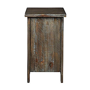 Signature Design by Ashley Danell Ridge Rustic Chair Side End Table with Double Cabinet Doors and 1 Storage Shelf, Brown