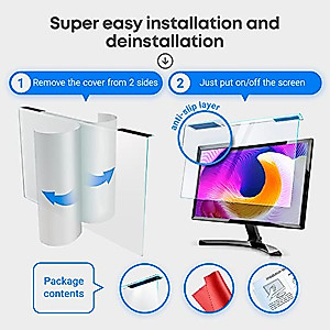 VINTEZ Universal Blue Light Blocking Screen Protector Panel for 19, 19.5 inch Diagonal LED PC Monitor Anti-UV Eye Protection Filter Film - Widescreen Monitor Frame Hanging Type (W 17.3" X H 11.4")