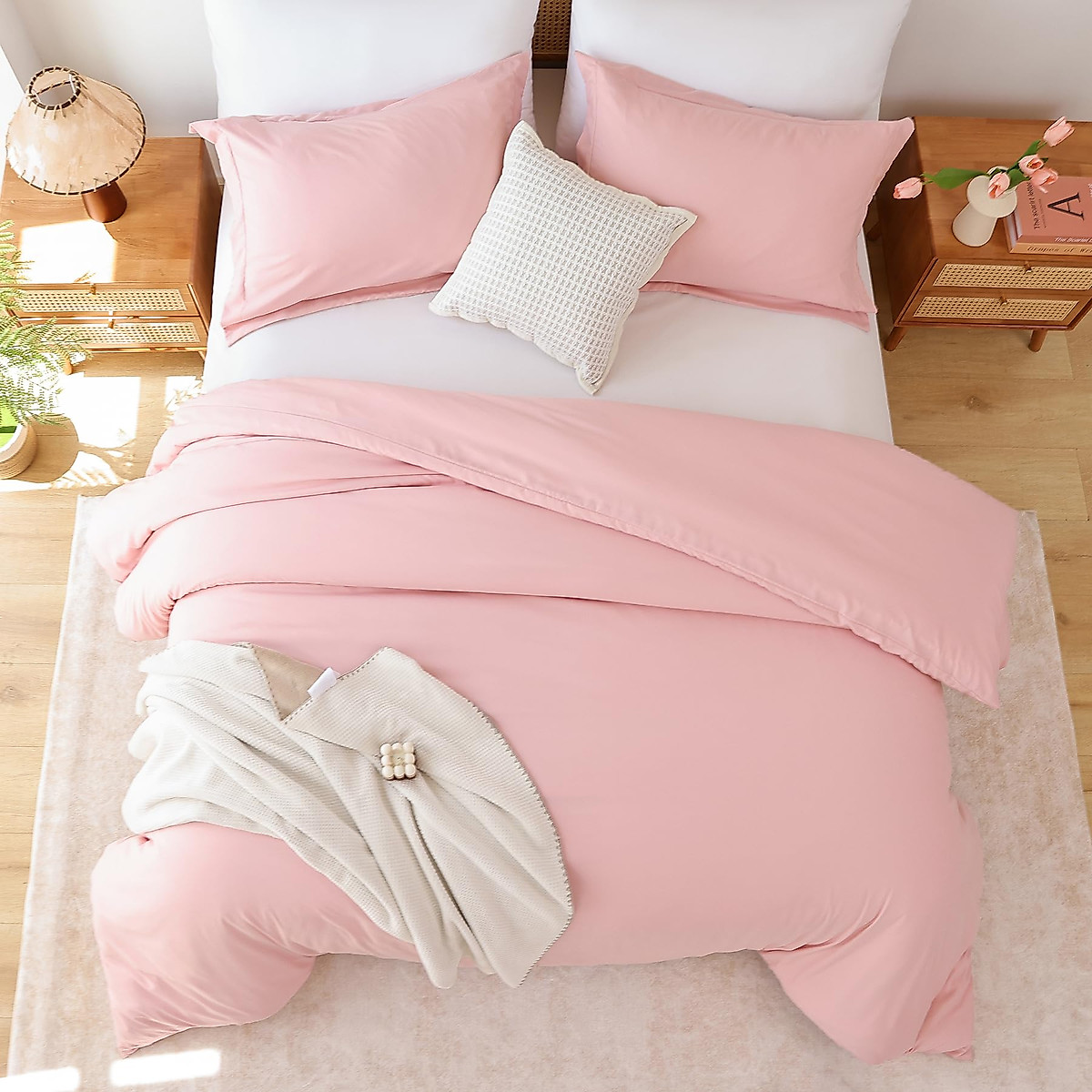 Soft Breathable Duvet Cover Twin Size - Luxury 100% Washed Duvet Cover Set, 2 Piece Bedding Set 1 Duvet Covers 68x90 Inches with Zipper Closure and 1 Pillow Shams for Twin Size Bed