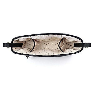 Itzy Ritzy Adjustable Stroller Caddy - Stroller Organizer Featuring Two Built-In Pockets, Front Zippered Pocket & Adjustable Straps To Fit Nearly Any Stroller, Black with Gold Hardware