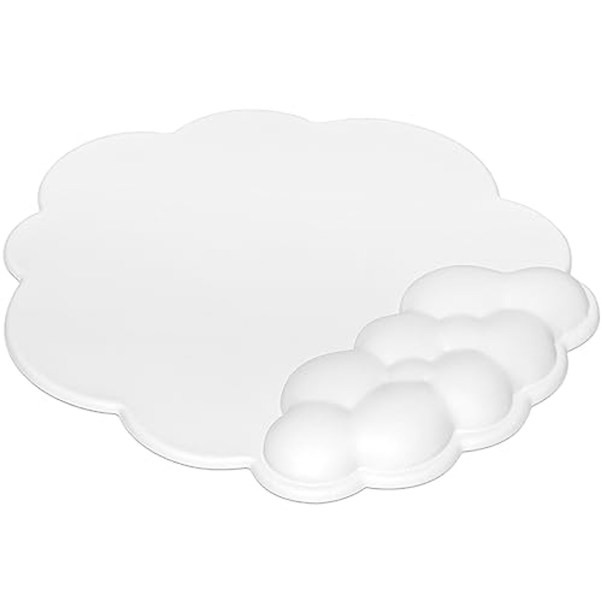 JIKIOU Mouse Pad Wrist Support with Leather Surface,Cloud Wrist Rest Mousepad with Memory Foam,Non-Slip PU Base Mouse Pad for Home Office Laptop Mac Easy Pain Relief (Cloud White)