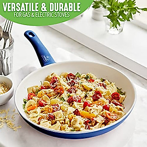 GreenLife Soft Grip Healthy Ceramic Nonstick, 8" 10" and 12" Frying Pan Skillet Set, PFAS-Free, Dishwasher Safe, Blue