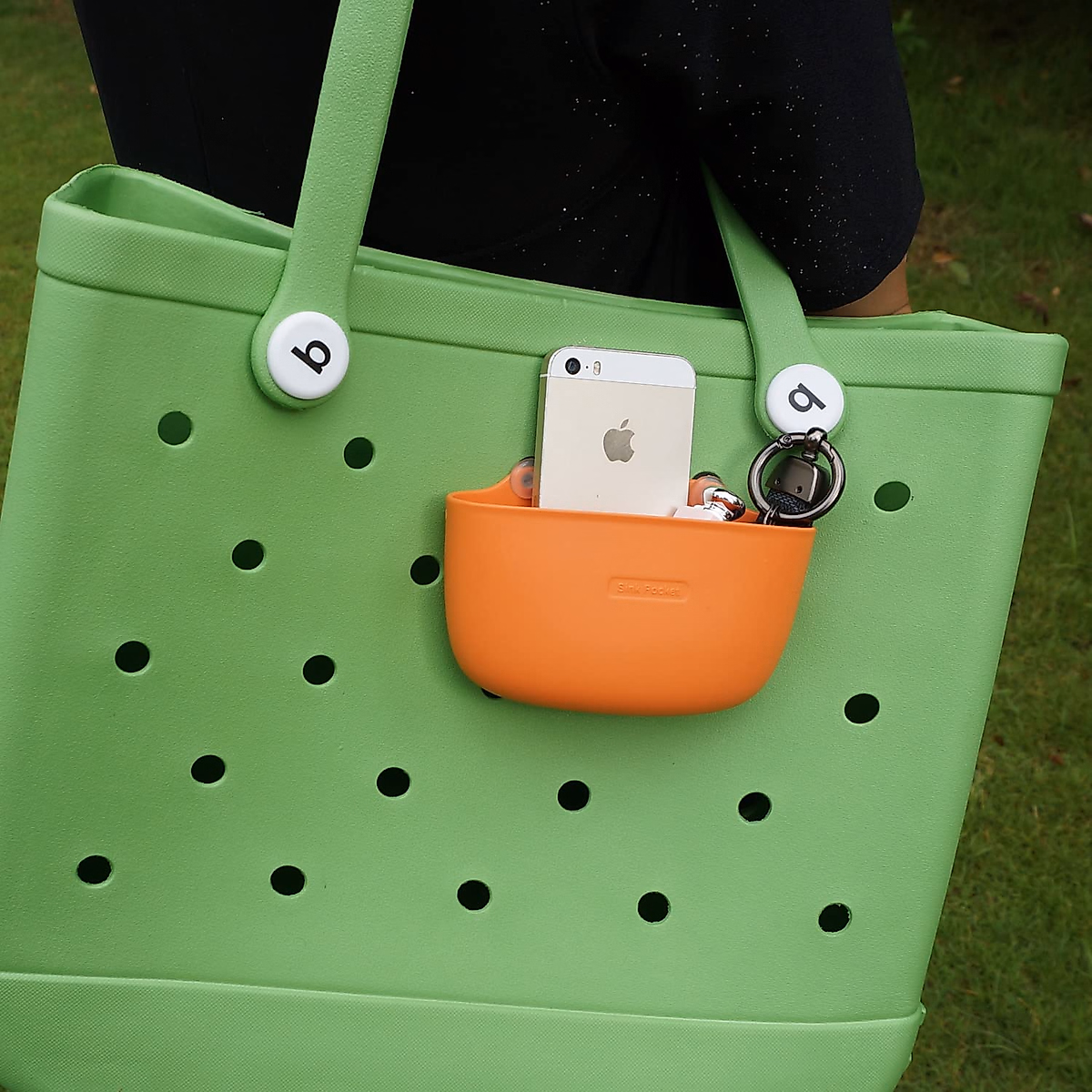 MOTAIN Motain Insert Travel Organizer Storage Pouch,Accessory Bag Compatible with Bogg Bags,Keep Cell Phone, Lipstick, Sunglasses etc(Orange)