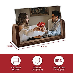 McBlancok 4x6 Horizontal Picture Frame Bulk- U Shaped Solid Wood Frame Set of 2,Clear Acrylic Photo Frame,Holds Personalized Pictures 6x4 inch for Friends & Couples Wedding Display