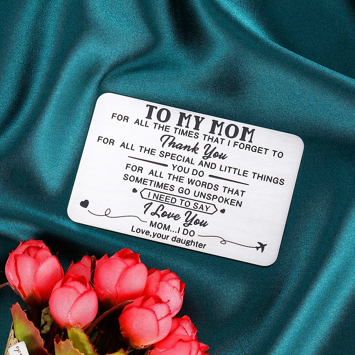 Sentimental Birthday Mothers Day Gifts for Mom from Daughter Women Engraved Wallet Card Insert for Mom Mother of The Bride Mother in Law Step Mom Appreciation Christmas Thank You Wedding Gifts Mama