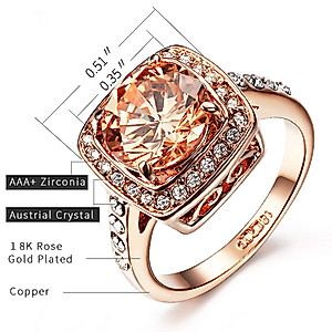 Acefeel Yellow Shinning Cubic Zirconia Topaz Rings For Women 18K Rose Gold Plated (Yellow, 12)