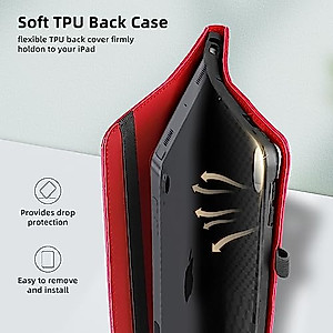 Varohix Case for iPad Air 5 2022/iPad Air 4 2020 10.9 inch Premium Leather Case Folio Magnetic Cover Card Holder with S Pen Holder and Auto Sleep/Wake for iPad Air 10.9, Red