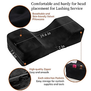 Mekupeu Eyelash Extension Velvet Lash Pillow Beauty Salon Memory Foam Neck Pillow for Lash Extension Grafting Make Up (Black)