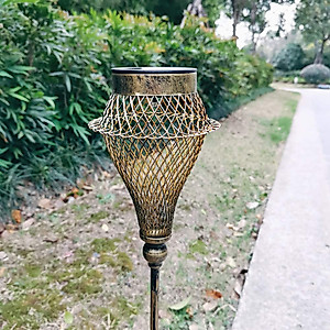 2Pack Solar Lights Outdoor Garden,Hanging Pathway Decor Light with Hollowout Retro Metal Waterproof Solar-Powered for Pool Party Porch Yard Patio Pond Wedding Christmas Decorations (pattern1)