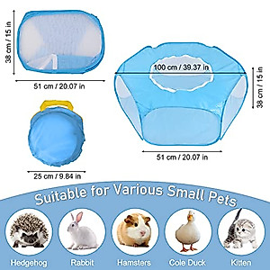 PETLOFT Foldable Pet Playpen with Top Cover, Anti-Escape Mesh Portable Pop-up Play Tent Excise Pen Cage Play Yard Fence for Hamster, Guinea Pig, Rabbit, Ferret, Chinchilla, Bearded Dragon, Hedgehog