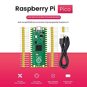 KEYESTUDIO Raspberry Pi Pico Basic Starter Kit with Headers Micro USB Cable, Pico RP2040 Microcontroller, Flexible 26 Multifunction GPIO Pins, Temperature Sensor, Programmable in C & MicroPython