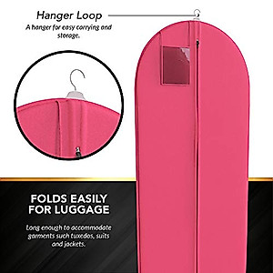 Fuchsia Dress and Gown Garment Travel Bags 5 Pack - 54" x 24" - Hanging Window