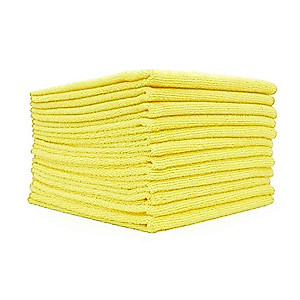 The Rag Company - All-Purpose Microfiber Terry Cleaning Towels - Commercial Grade, Highly Absorbent, Lint-Free, Streak-Free, Kitchens, Bathrooms, Offices, 300gsm, 14in x 14in, Yellow (12-Pack)