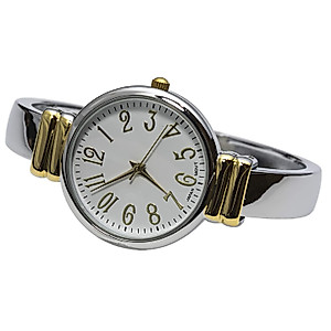 2Tone Metal Band Slim Case Women's Bangle Cuff Watch