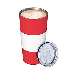 VKKOEWL Austrian Flag Stainless Steel Insulated Tumbler 20 Oz Travel Water Bottle Coffee Mug Drink Cup With Lid Straw
