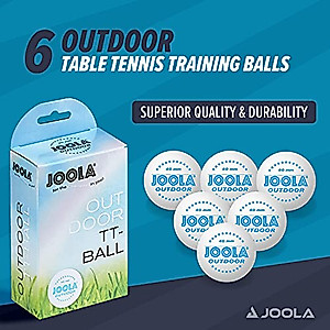 JOOLA Outdoor Table Tennis Balls - 6 Pack of 40mm Regulation Size Ping Pong Balls for Training and Recreational Play - Fun as a Cat Toy - Indoor and Outdoor Compatible- White