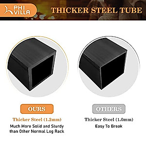 PHI VILLA 17 Inch Small Firewood Log Rack Indoor/Outdoor Steel Wood Storage Log Rack Bin Wood Holder Fireplace Accessories Circle Design, Black