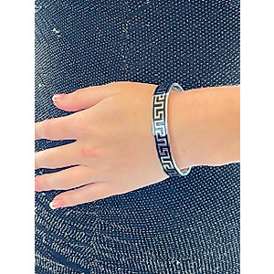 Meander Designer HANDMADE Jewelry Silver Greek Key Bracelet Gold 10mm Exquisite Greek Style Jewelry Infinite Bracelet Life Love Happiness Symbol Valentine day gift for her birthday Silver pierrelorren